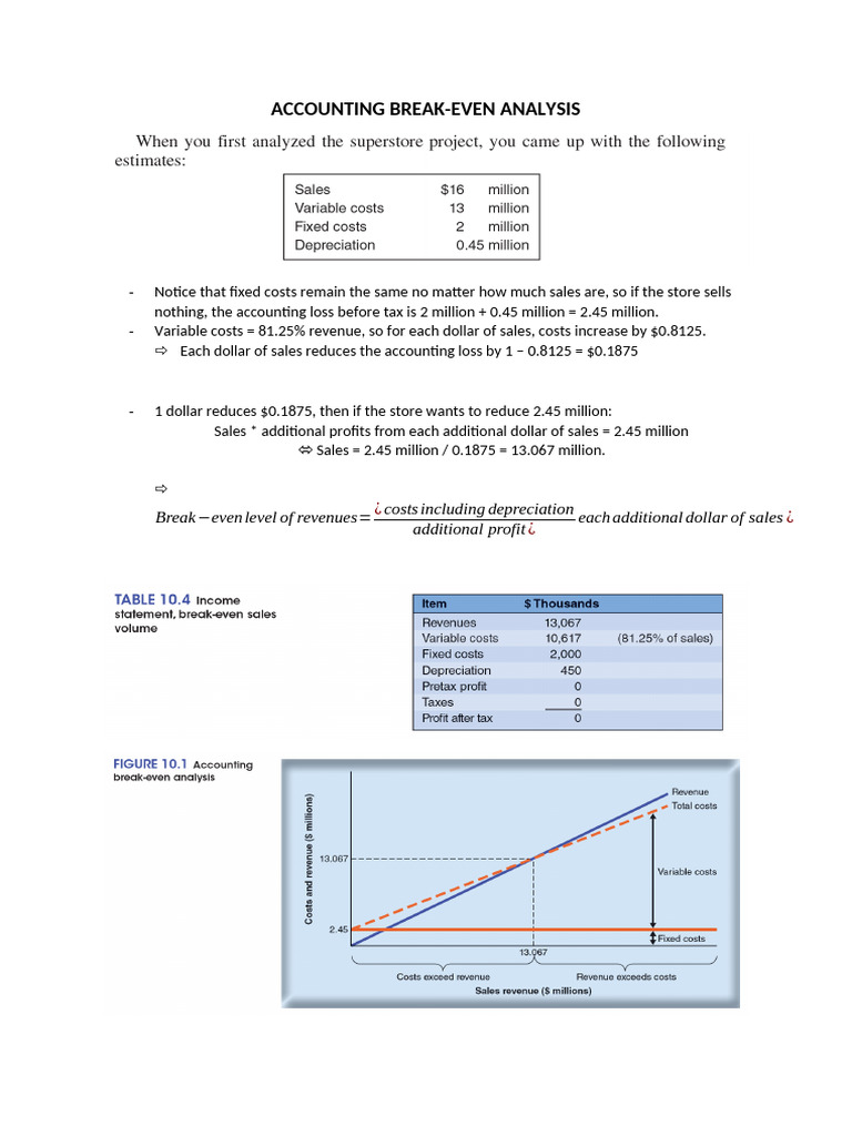 Accounting Break Even Analysis | PDF