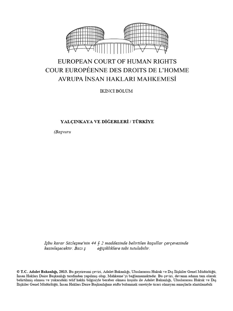 CASE OF YALÇINKAYA AND OTHERS v. TURKEY - (Turkish Translation) by The ...