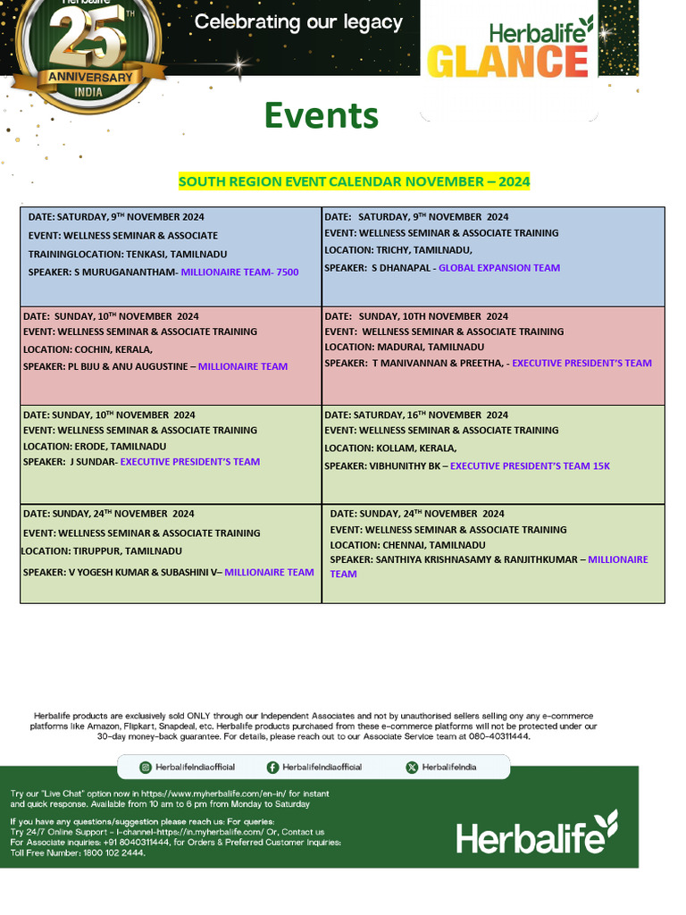 South Region Physical Events Glance November | PDF