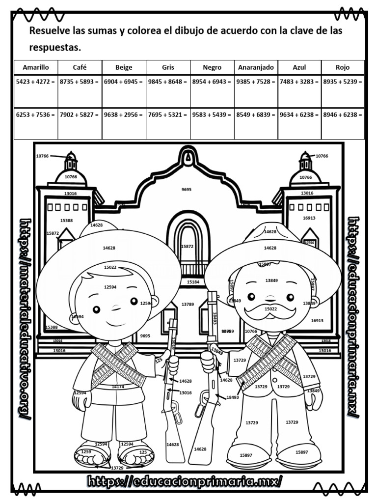 Resuelve Las Sumas y Colorea El Dibujo de Acuerdo Con La Clave de Las Respuestas | PDF | Arco ...