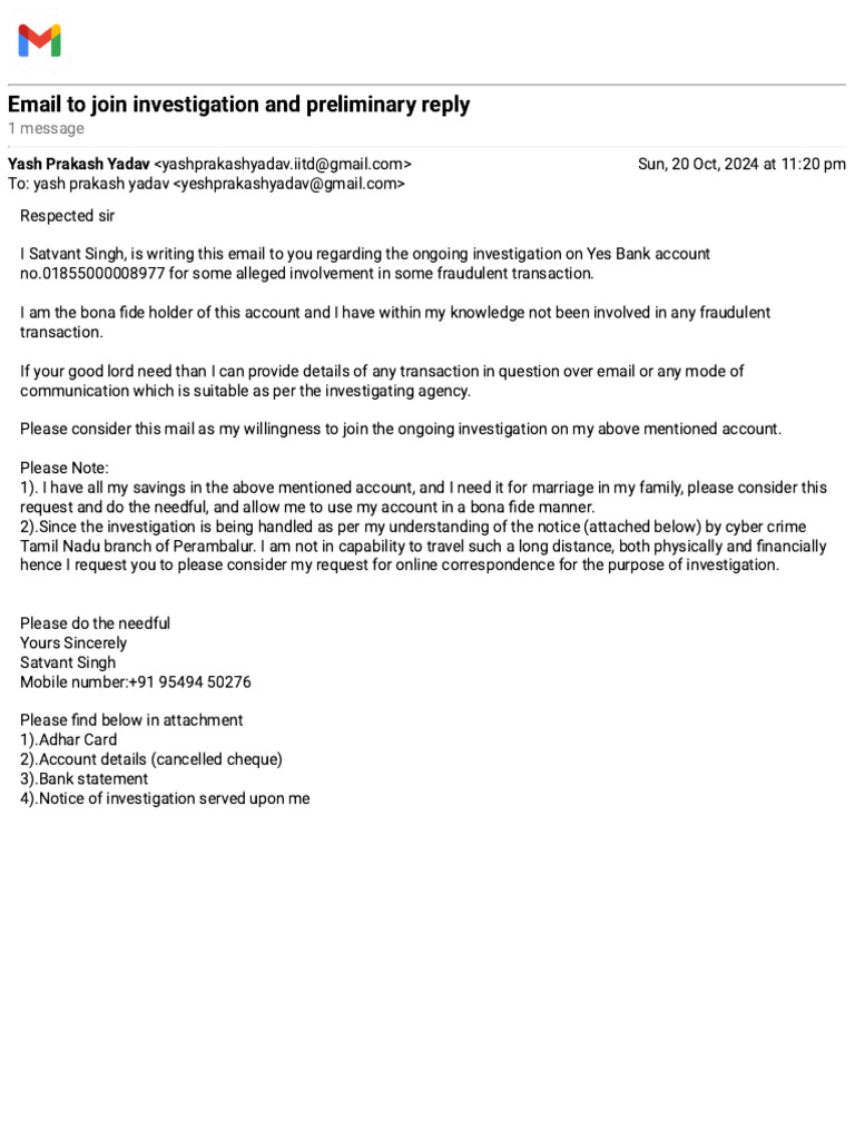 Cyber Crime Notice Reply | PDF