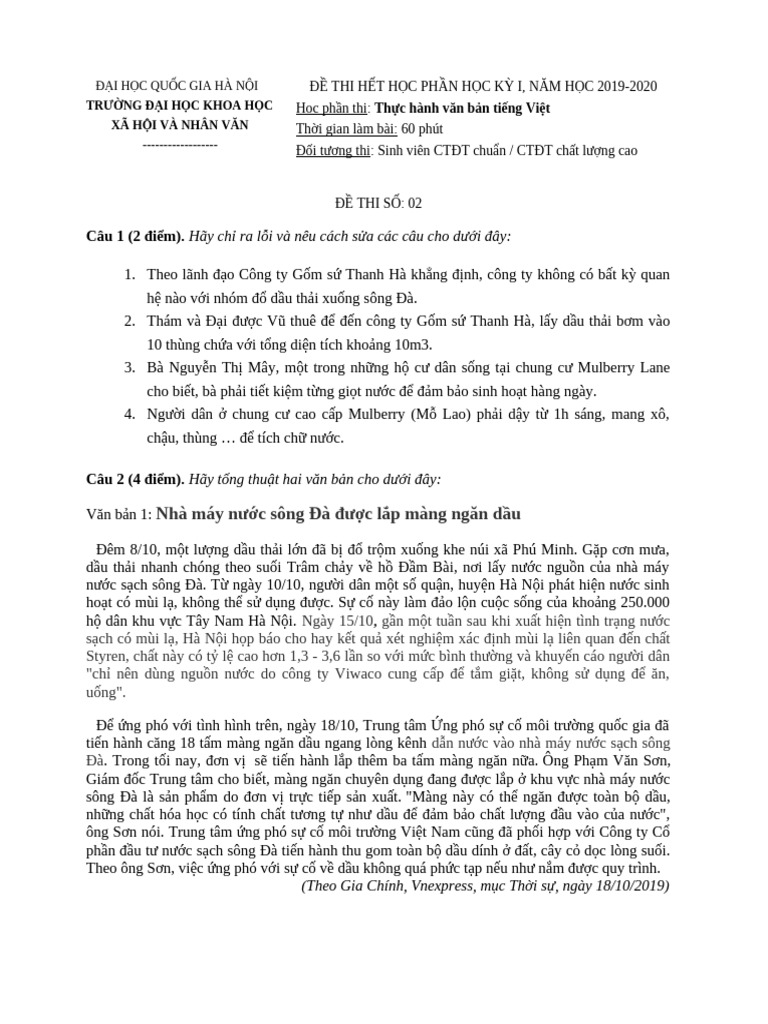 THVBTV - de Thi HK - 2019 - 7 Tuan Dau | PDF