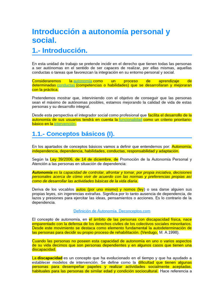 Introducción a autonomía personal y social | PDF | Aprendizaje ...