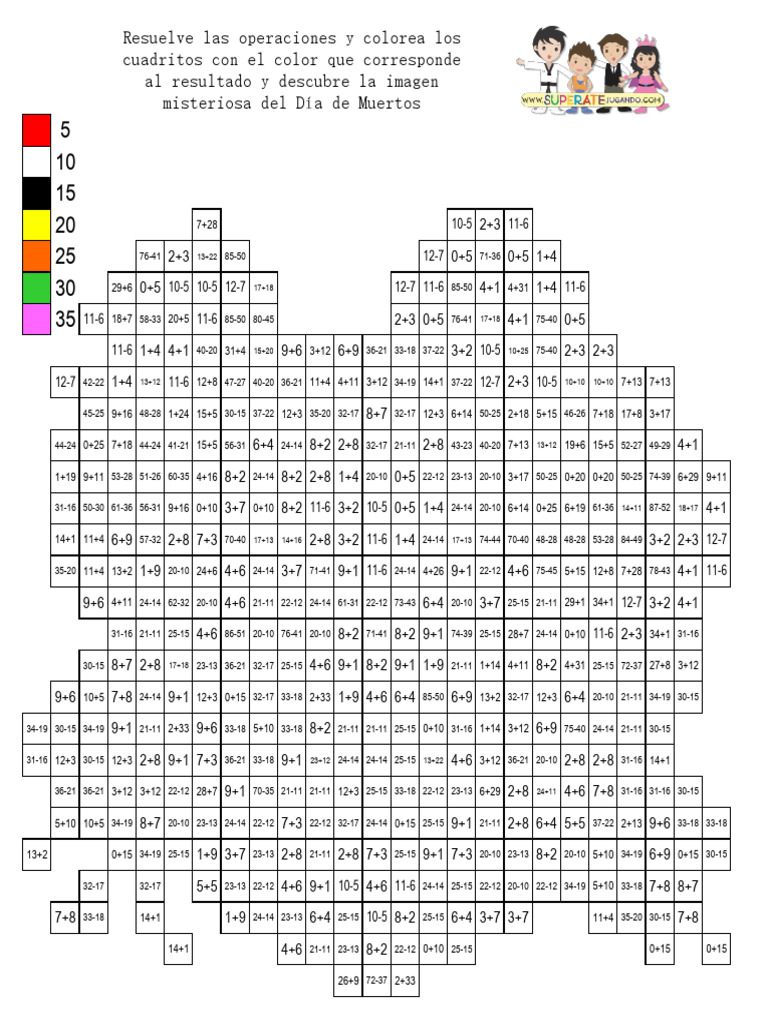 Pixel Dia de Muertos 1 Sumas y Restas Páginas Eliminadas | PDF