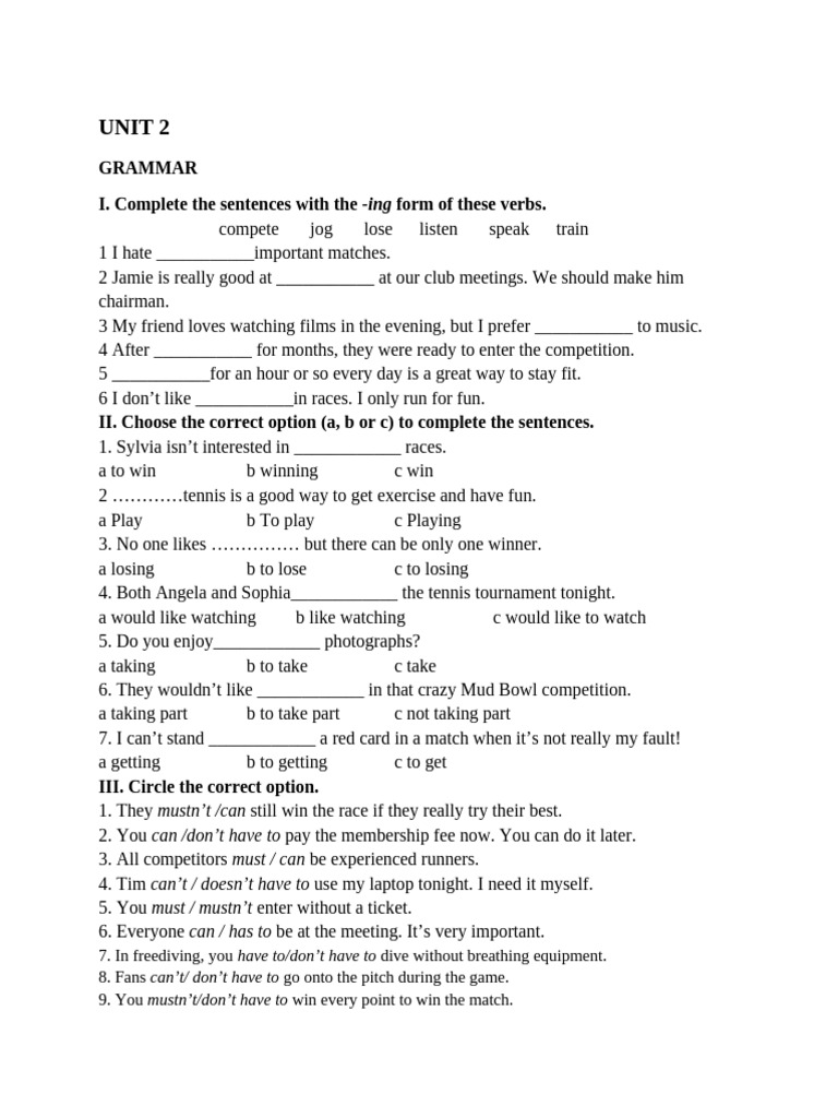 Grammar and Vocabulary in Sports | PDF | Sports