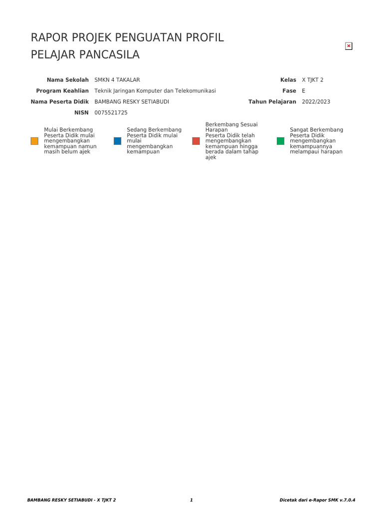 Bambang Resky Setiabudi - X TJKT 2-Rapor-P5 | PDF