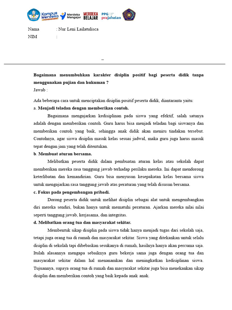 ELABORASI PEMAHAMAN - T4 - Nur Leni L | PDF