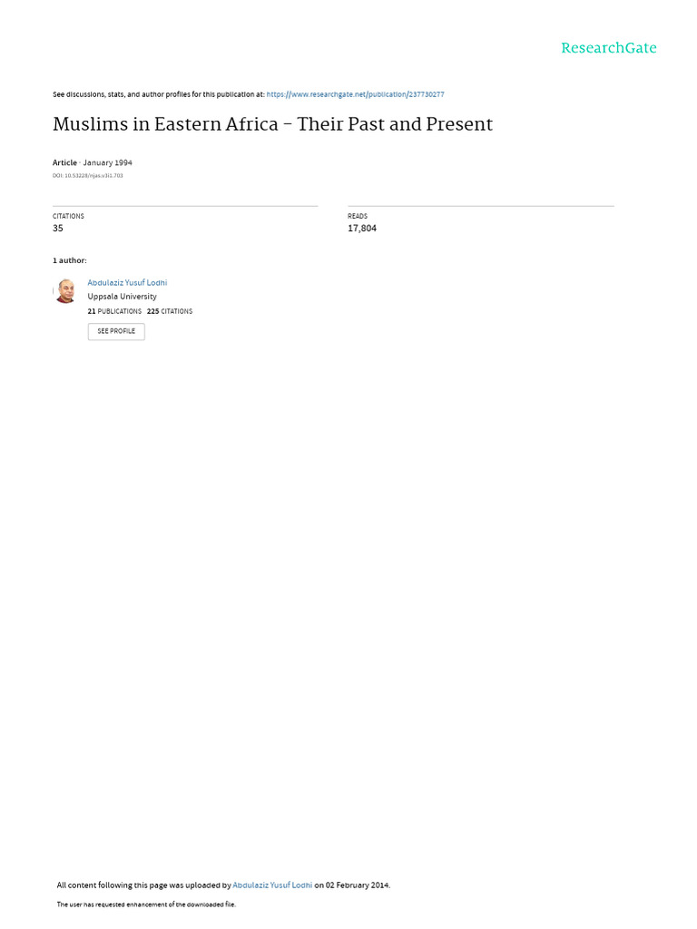 Muslims in Eastern Africa History | PDF | Tanzania | East Africa