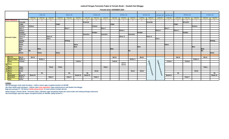 Jadwal Singer & Pemusik - DES 2024 | PDF