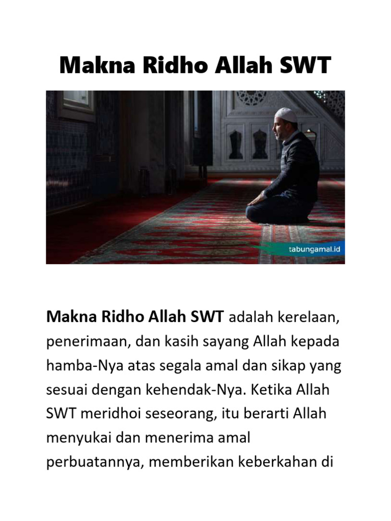 Makna Ridho Allah SWT | PDF