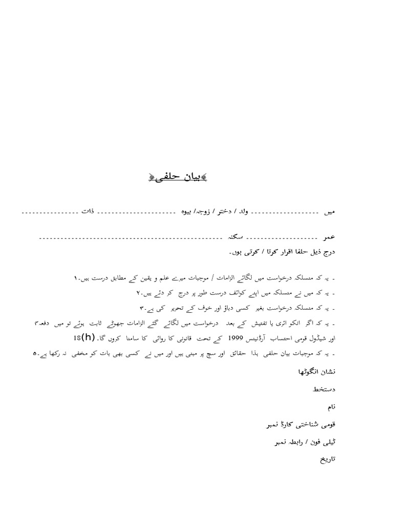 NAB Application Under Taken in Urdu | PDF