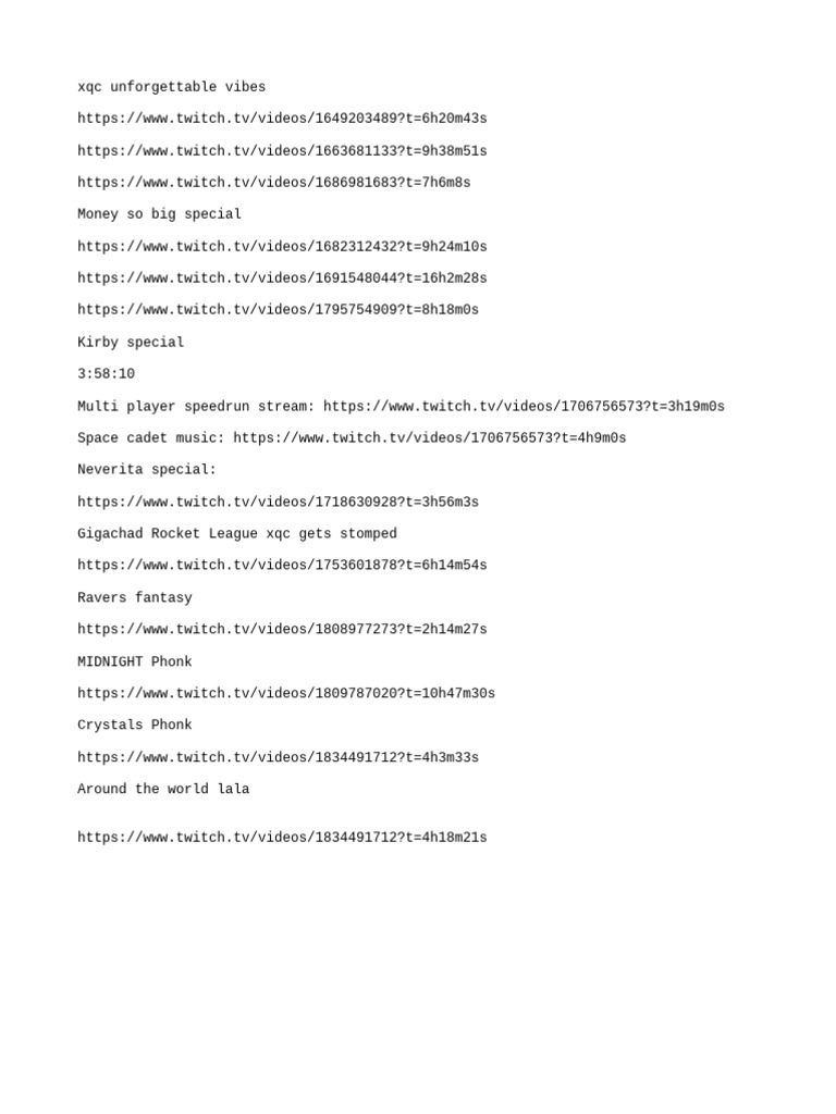 XQC Unforgettable Vibes | PDF