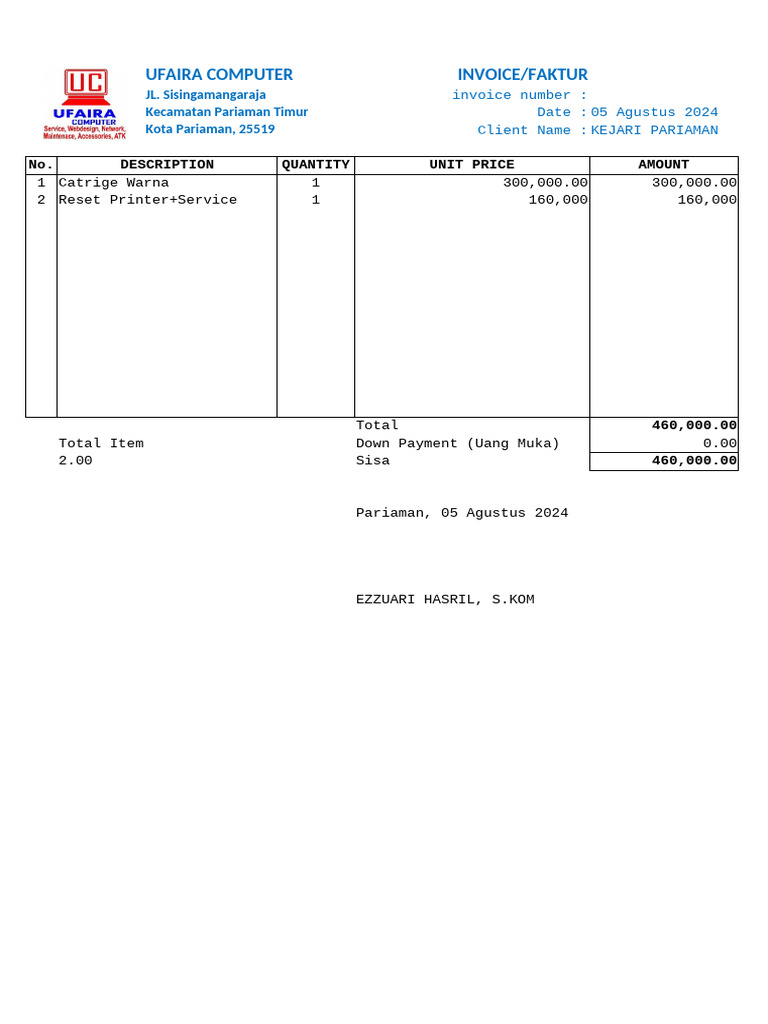Cetak Invoice | PDF
