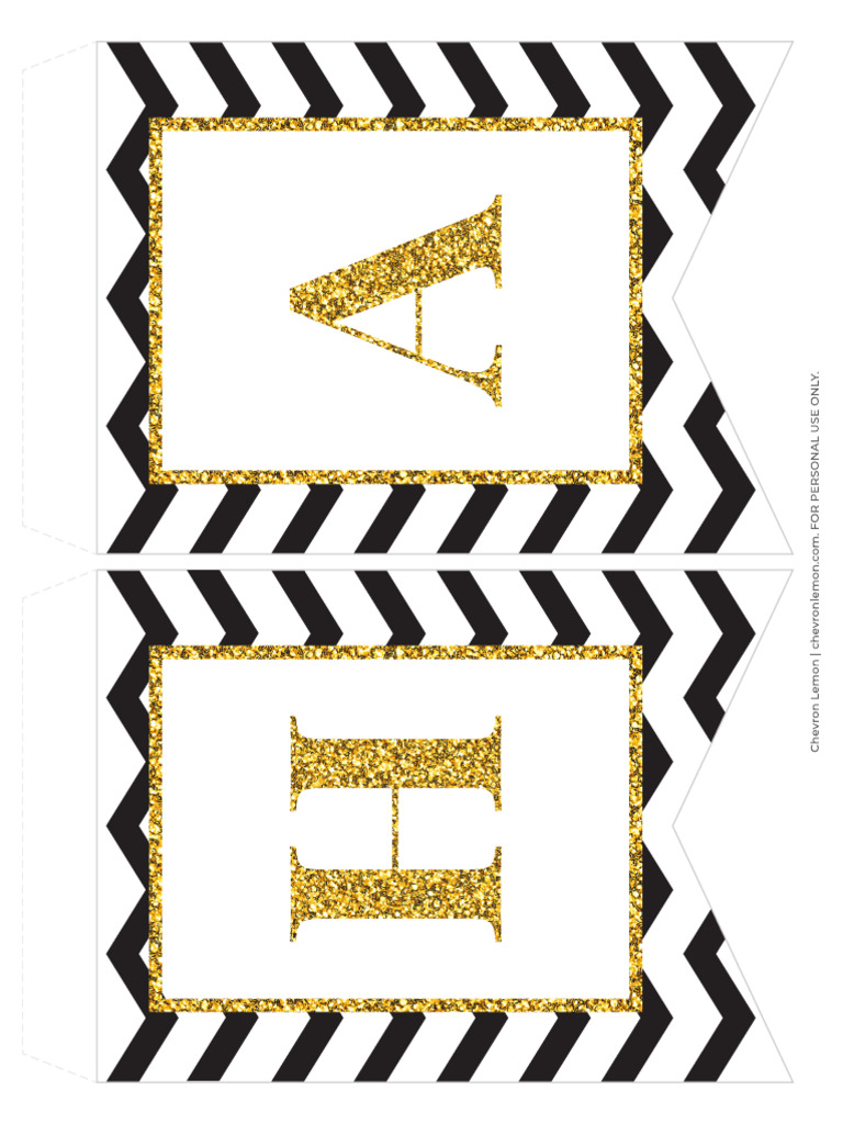Happy Birthday Black Chevron Glitter Banner Chevron Lemon | PDF