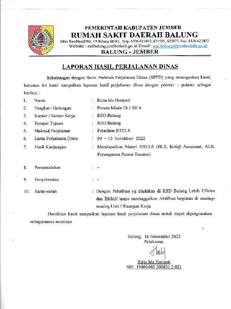 Lap. Perjadin Pelt. BCLS Ririn - 0001 | PDF