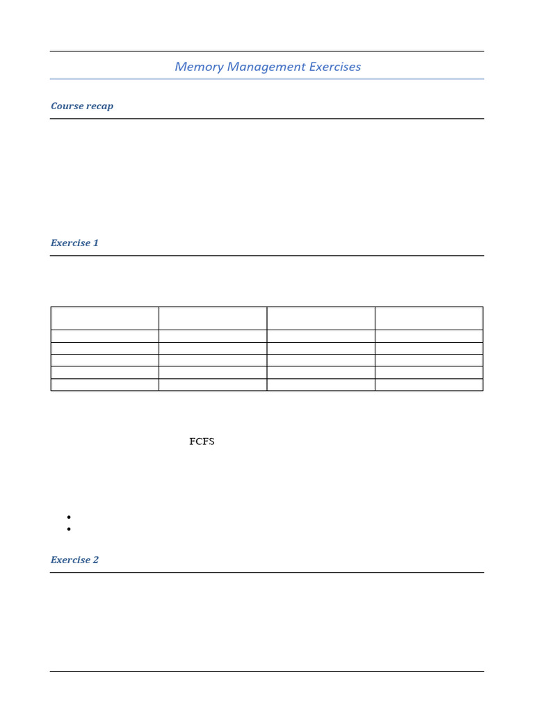 MemoryManagement Exercises | PDF | Computing | Computer Engineering