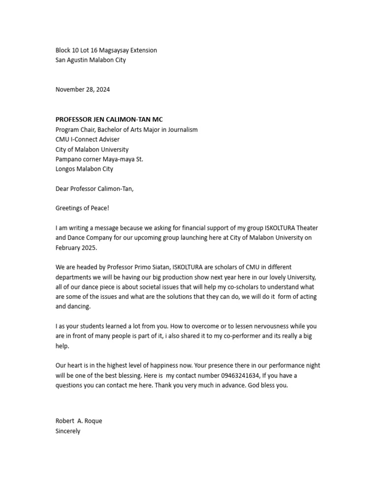 Robert Letter Purposive Final | PDF