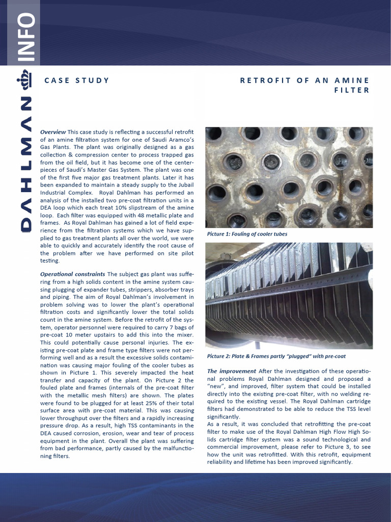 DAHLMAN INFO Case Study Retrofit of An Amine Filter 7 3 | PDF ...