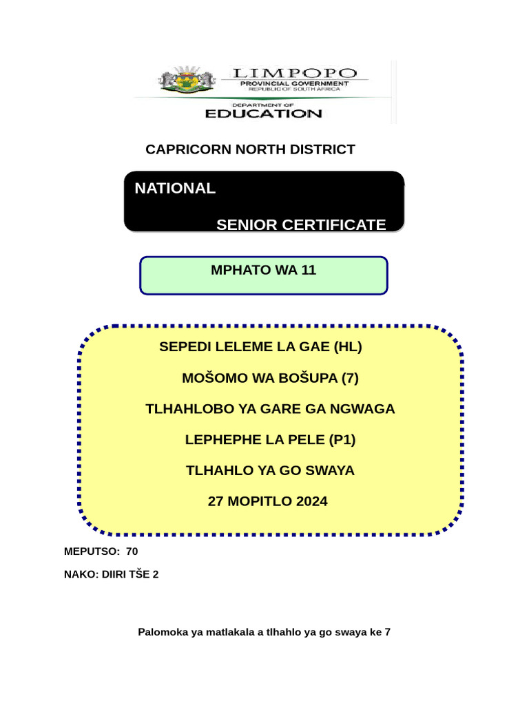 SEPHL GRADE 11 TASK 7 MEMO CND MID - YEAR 2024 27052024 Final | PDF