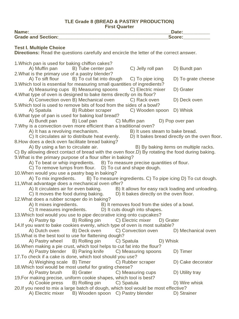 2024 G 8-Bpp First Quarter and Tos | PDF | Hazards | Baking