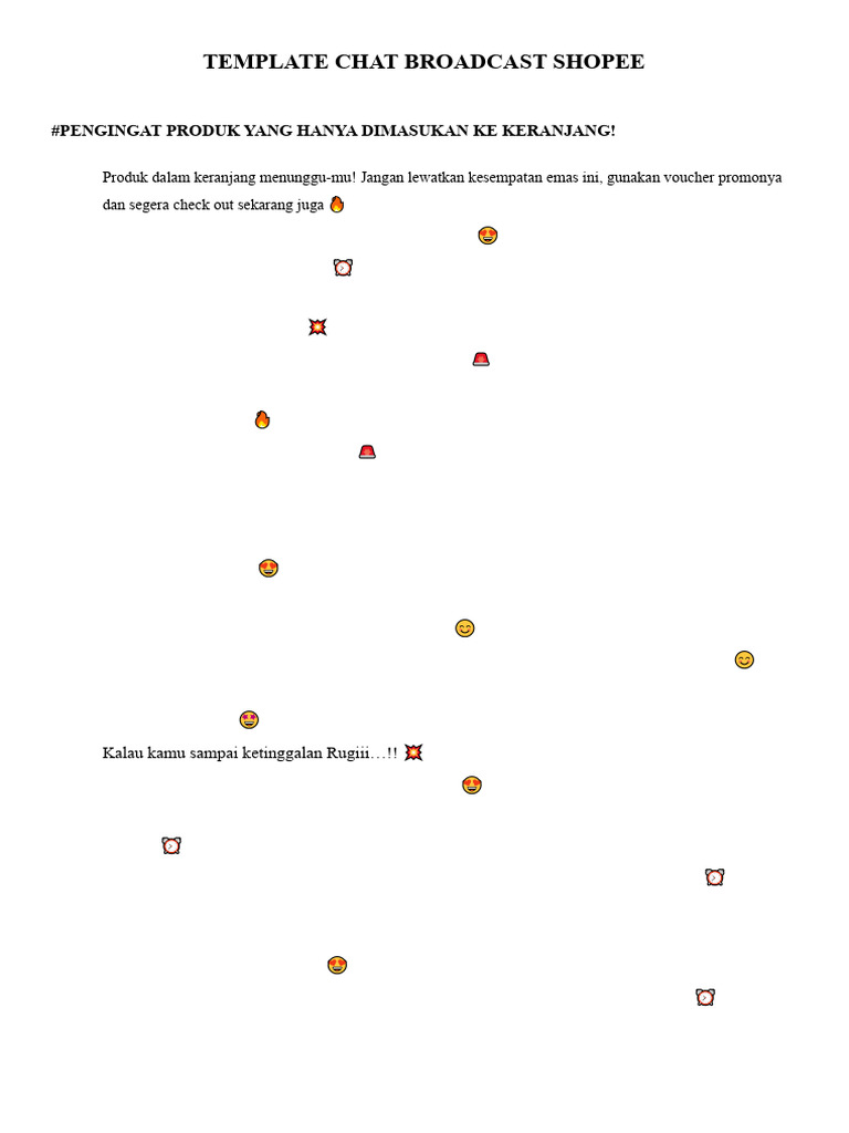 Template Broadcast Chat Shopee | PDF