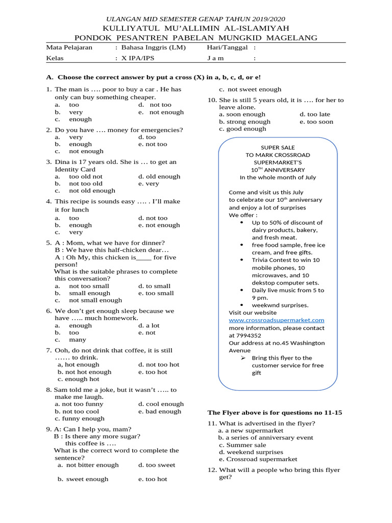 Ulangan Mid Semester Genap X '19 | PDF | Laptop | Personal Computers