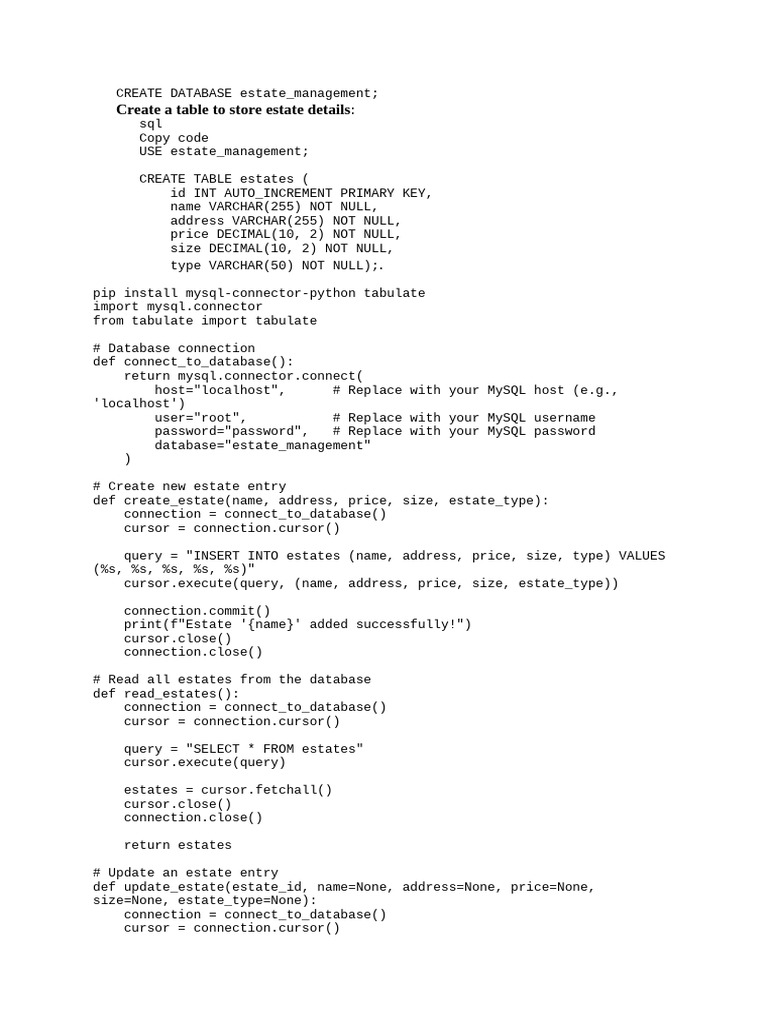 ESTATE | PDF | Databases | Computer Programming
