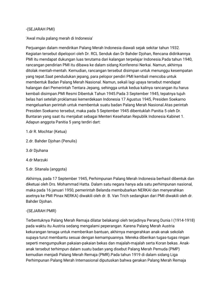 Sejarah dan Peran PMR di Indonesia | PDF
