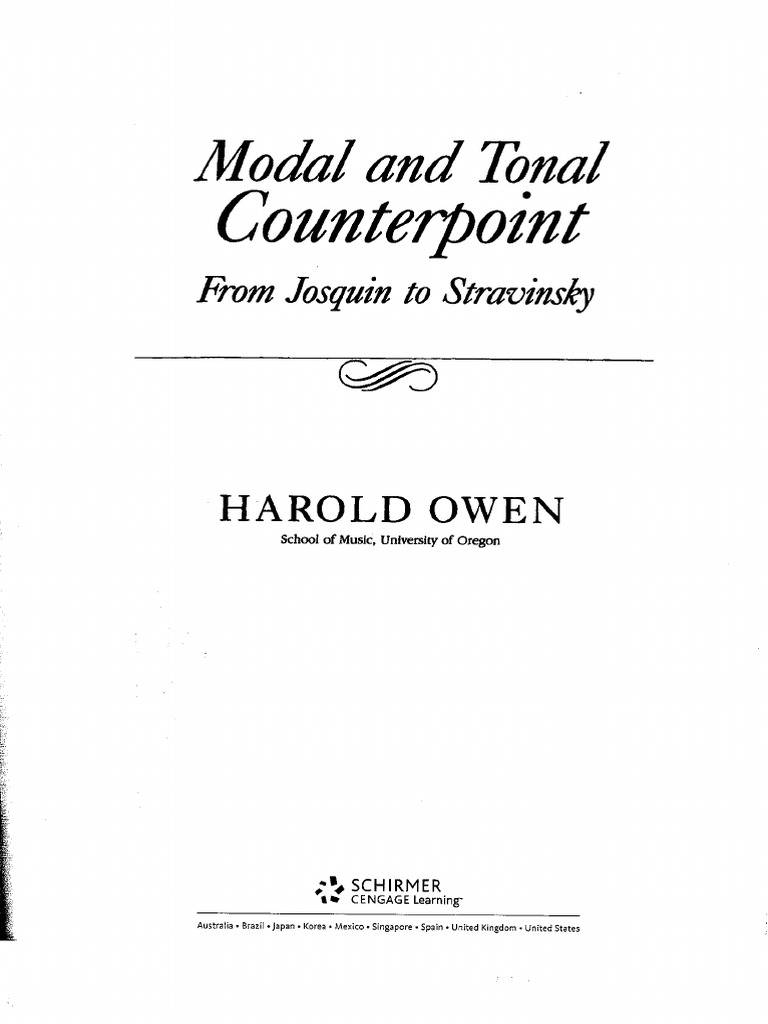 Harold Owen Modal and Tonal Counterpoint From Josquin To Stravinsky | PDF