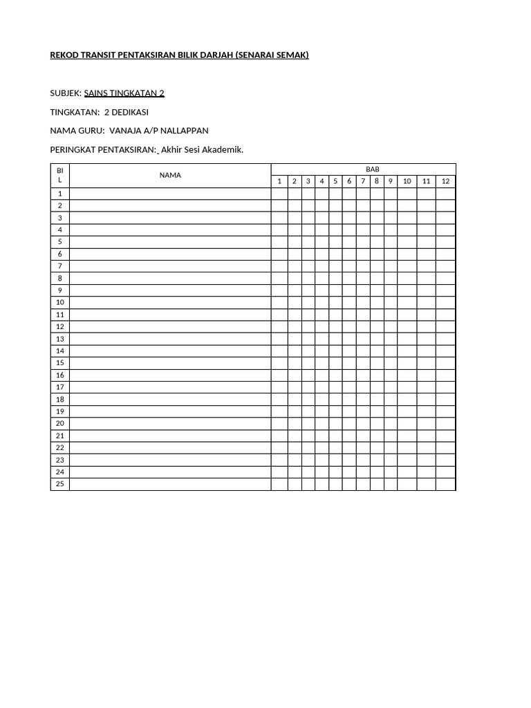 2 DEDIKASI REKOD TRANSIT PBD SAINS | PDF