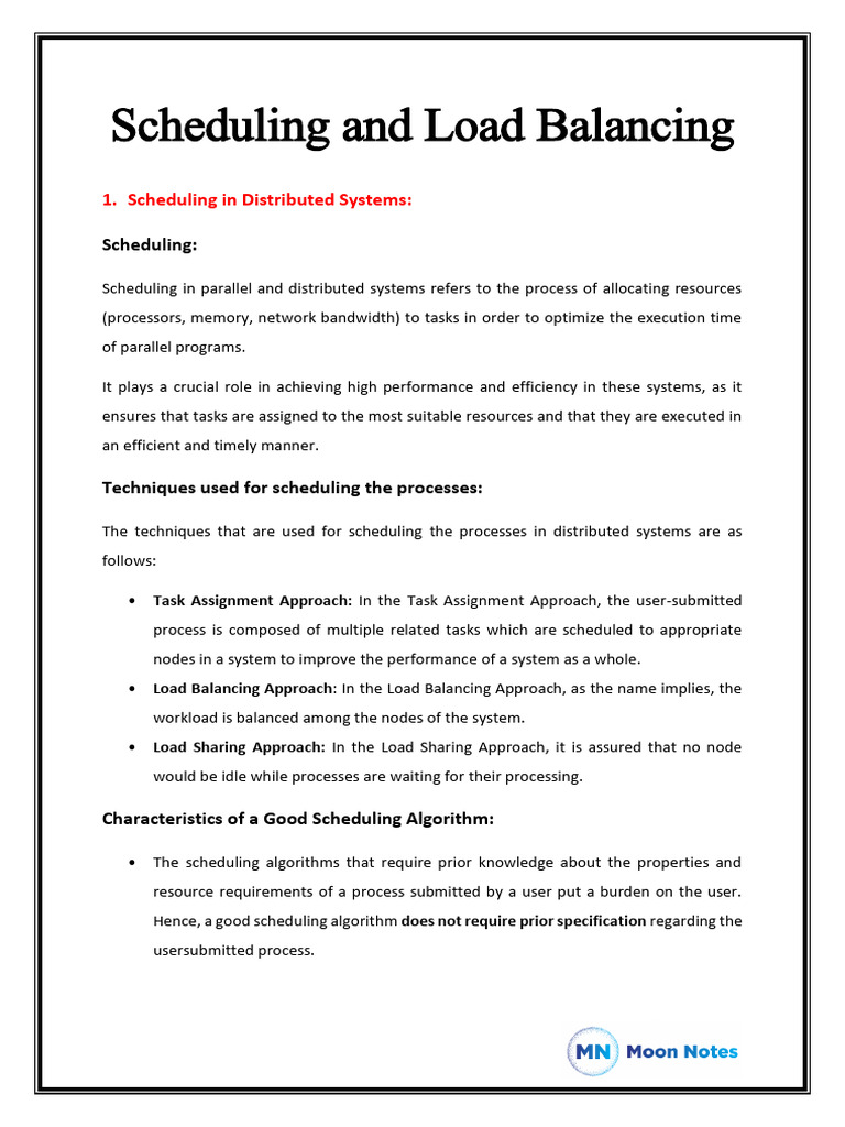 Scheduling and Load Balancing | PDF | Load Balancing (Computing) | Scheduling (Computing)