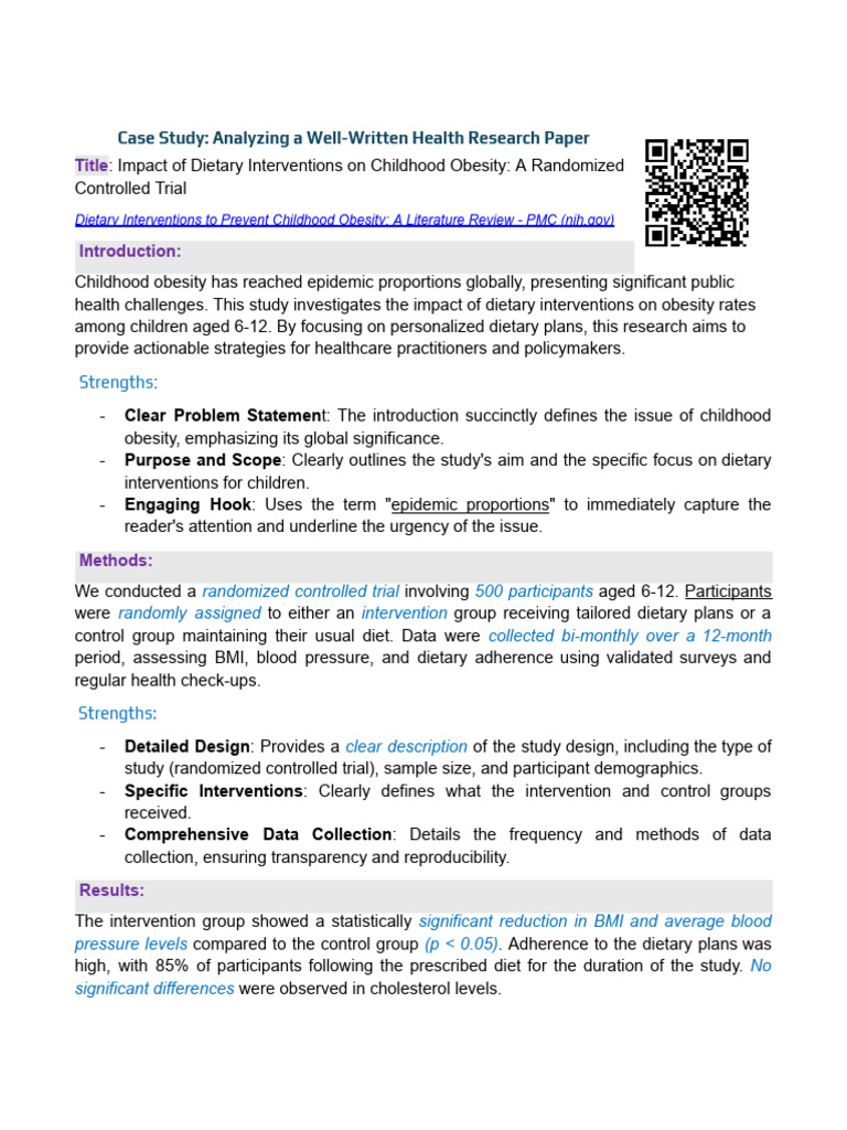 Case Study1 | PDF | Obesity | Childhood Obesity