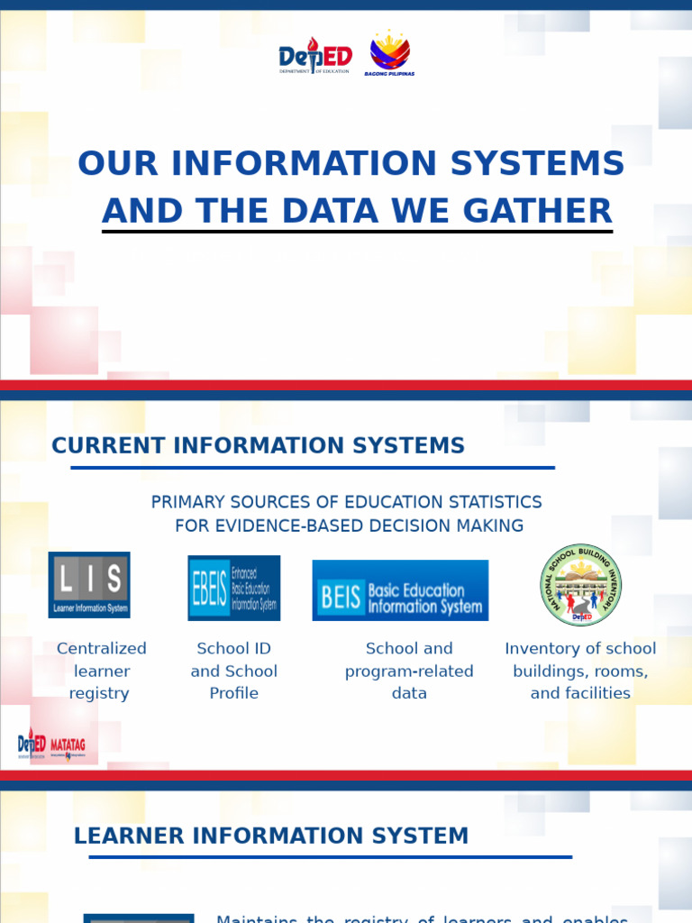 Overview On DepEd InfoSys LIS EBEIS BEIS and NSBI Presentation 2024 ...