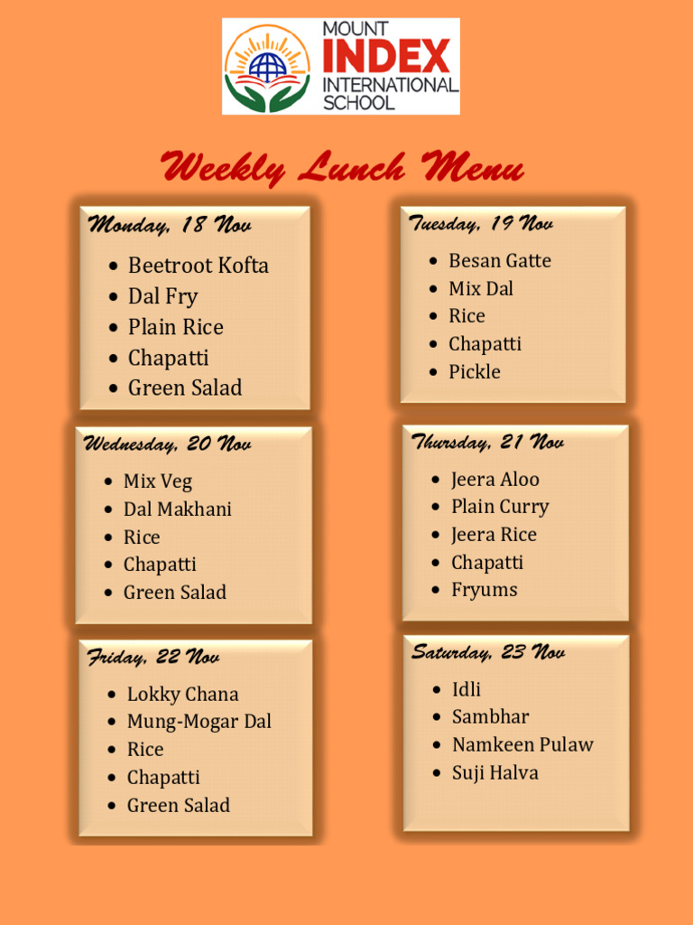 Weekly Lunch Menu | PDF
