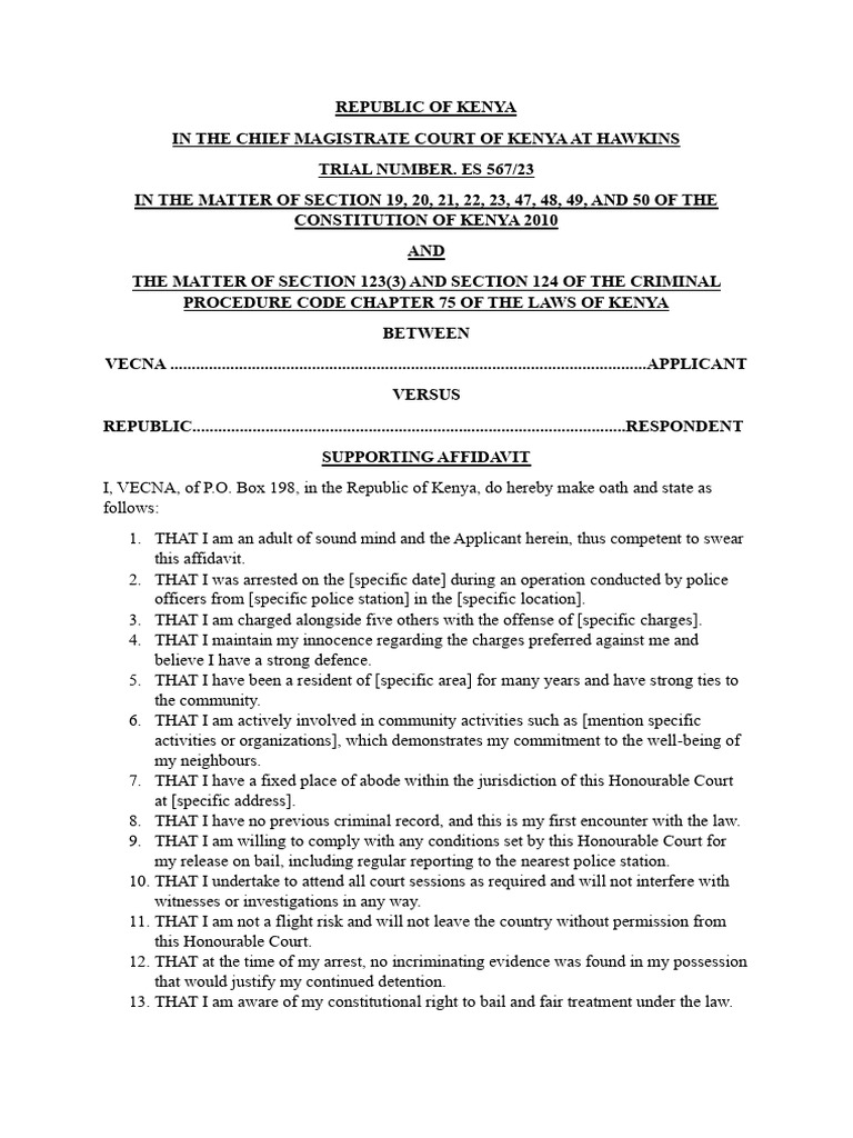 Supporting Affidavit, Vecna | PDF | Affidavit | Bail