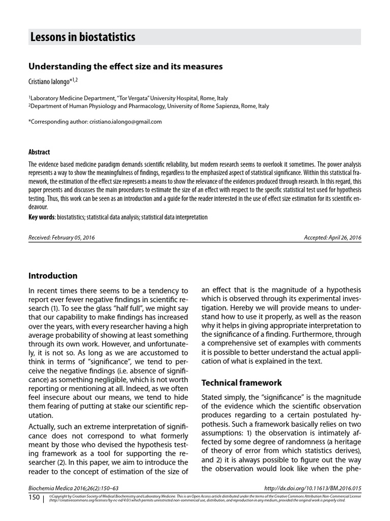 Understanding The Effect Size and Its Measures | PDF | Effect Size | P Value