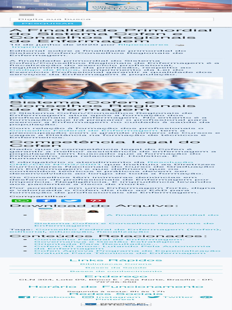 Finalidade do Sistema Cofen na Enfermagem | PDF | Enfermagem