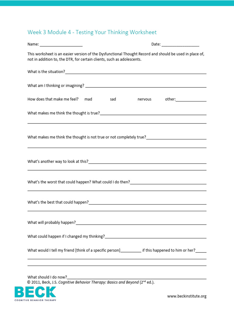 Testing Your Thinking Worksheet PDF | PDF