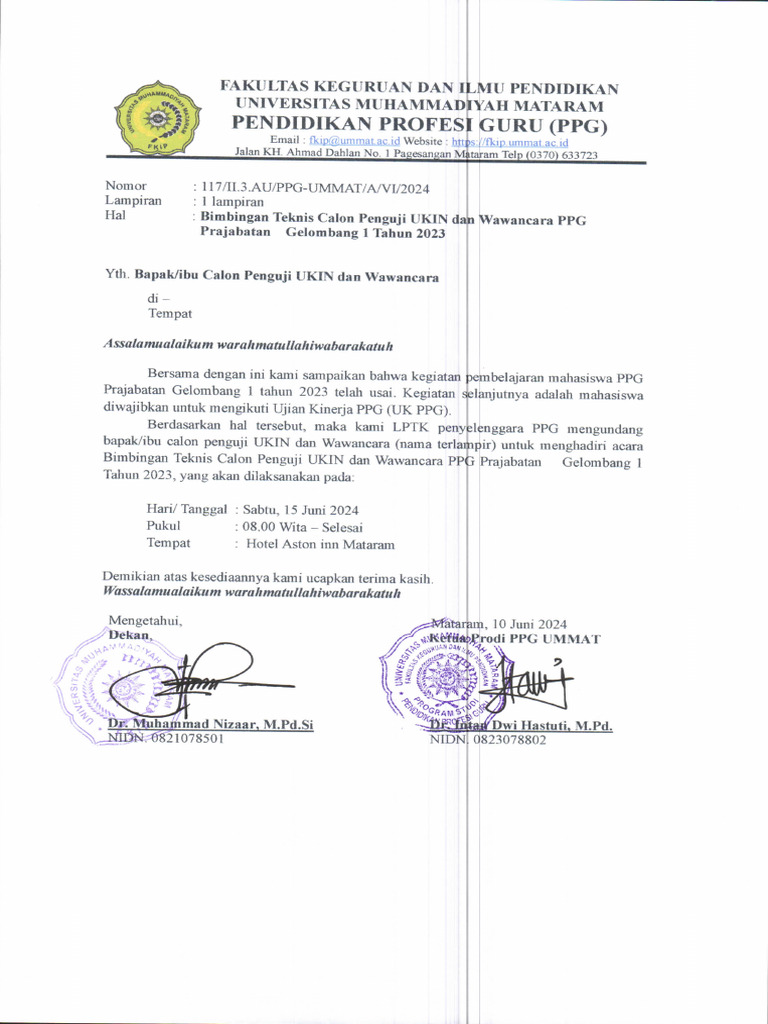Bimbingan Teknis Calon Penguji UKIN Dan Wawancara PPG | PDF