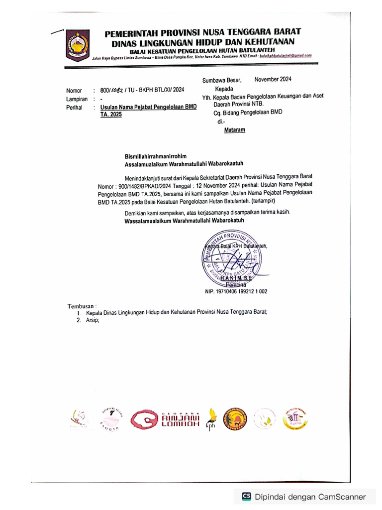 Pengurus Barang Pembantu BKPH Batulanteh 2025 | PDF