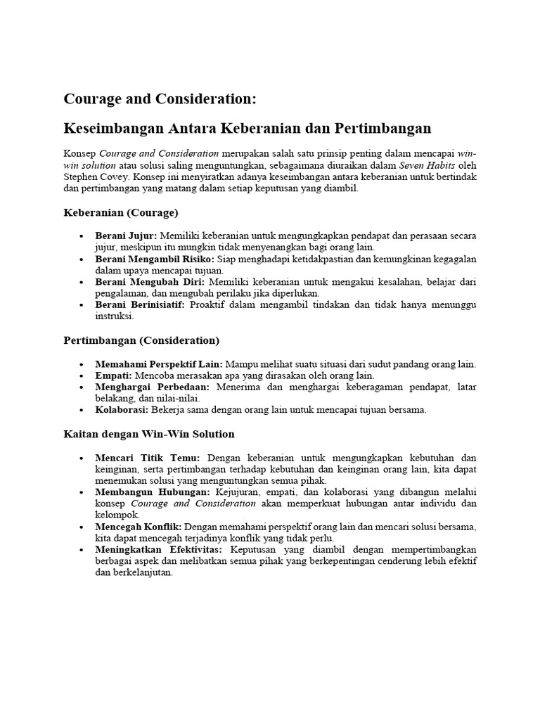 Keberanian Dan Pertimbangan | PDF