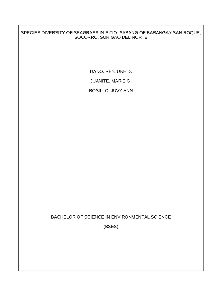 Seagrass Edited Proposal | PDF | Oceanography | Natural Environment