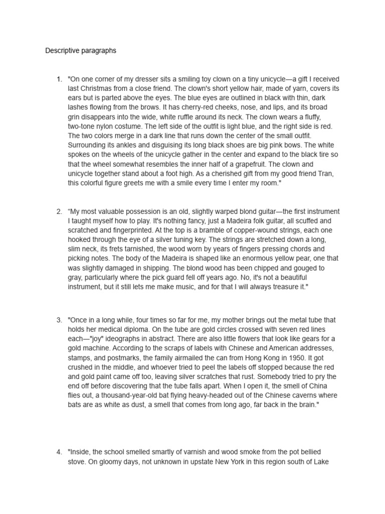 Descriptive Paragraphs | PDF | Guitars