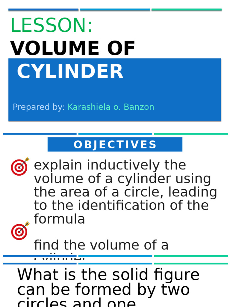 Lesson 22 Volume of Cylinder | PDF | Volume | Euclidean Geometry