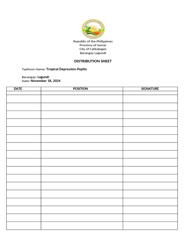 Distribution Sheet | PDF