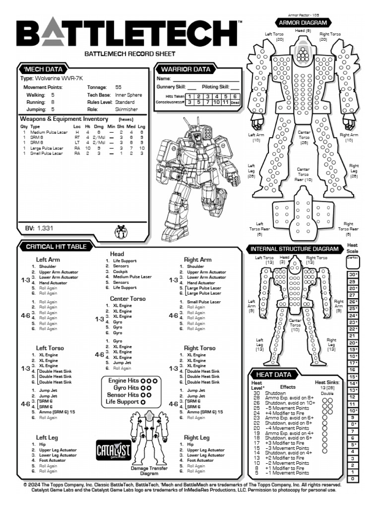 Wolverine WVR 7K | PDF | Battle Tech