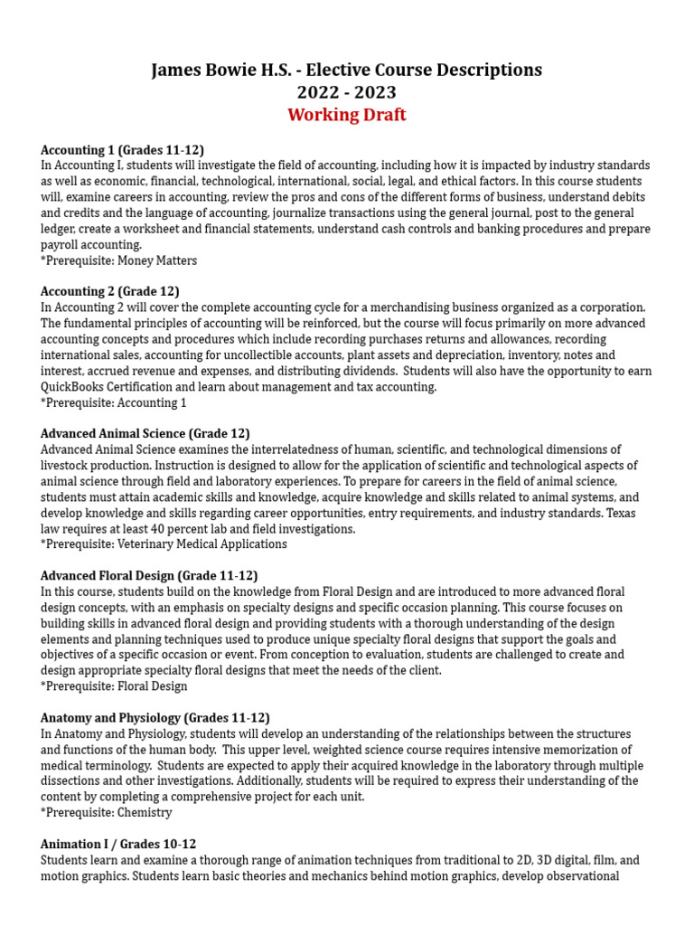 Elective Courses for Grades 10-12 | PDF | Science | Psychology