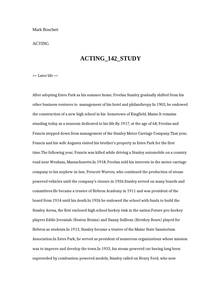 Freelan Stanley: Life and Legacy | PDF