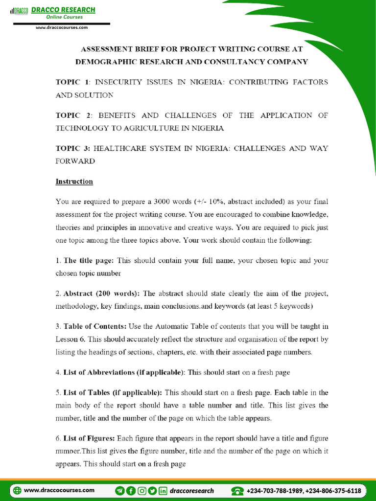 Dracco Project Writing Assignment | PDF