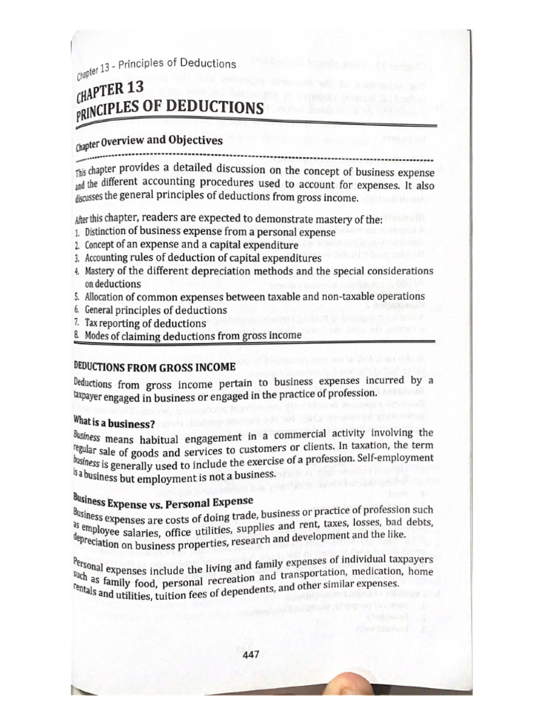 Chapter 13 Principles of Deductions | PDF